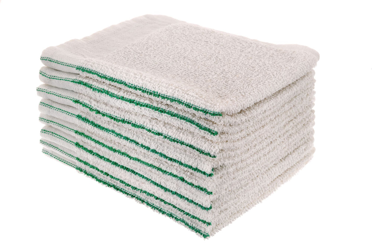 A GRADE GREEN STRIPE BAR MOP TOWELS- 5 DZ. – Mednik Riverbend